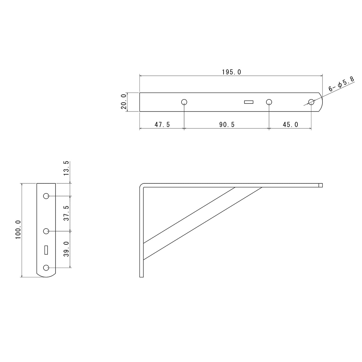 TANNER Bracket&Hook #02 Bracket S 奥行約20cm 2個入｜平安伸銅工業オンラインショップ