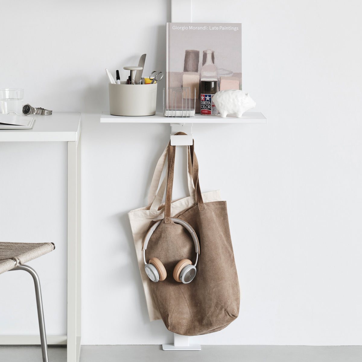 Deskside Shelf Set デスクサイドシェルフセット 取付寸法190-260cm SET-AS-DSS-WH｜平安伸銅工業 ...